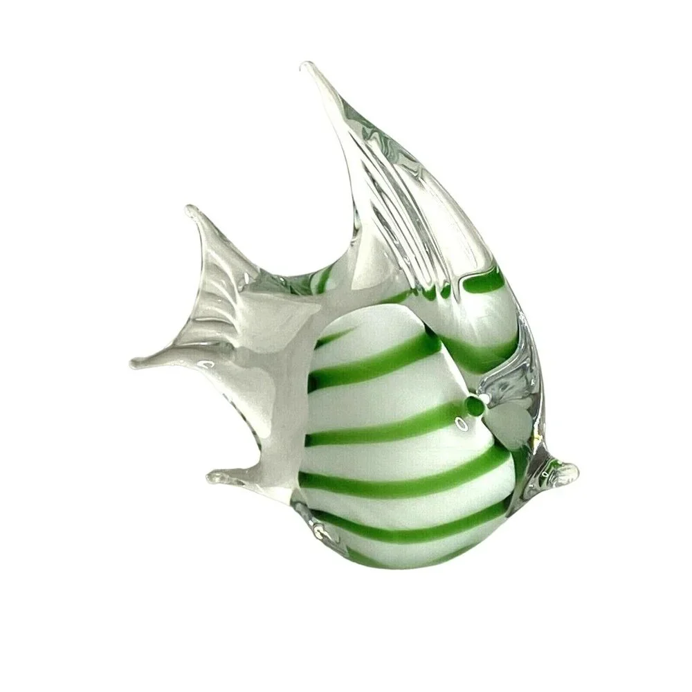 Unbranded | Accents | Art Glass Angelfish Figurine 55 Green Paperweight ...